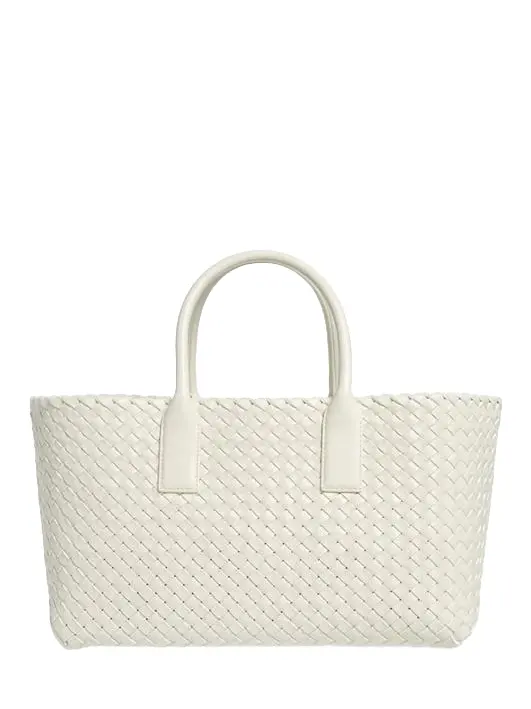 Bottega Veneta Small Cabat Intreccio Tote - 9009 White-gold