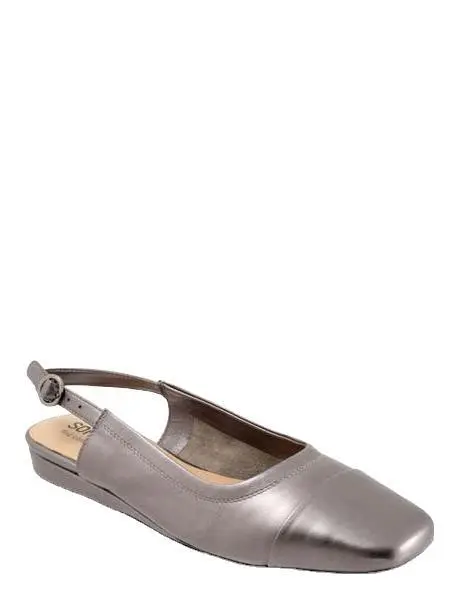 Softwalk Vittoria Slingback Flat - Pewter Metal