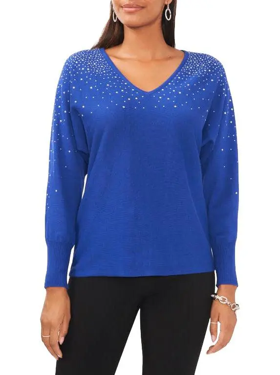Chaus Bling V-neck Sweater - Mazarine Blue