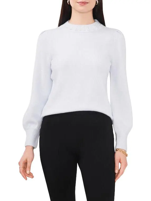 Chaus Imitation Pearl Collar Sweater - Frozen