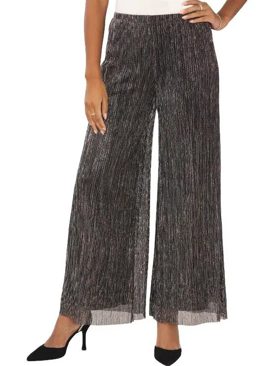 Chaus Lurex® Crinkle Mesh Palazzo Pants - Black/gold