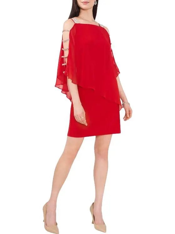 Chaus Ladder Trim Overlay Mini Dress - Cc Red