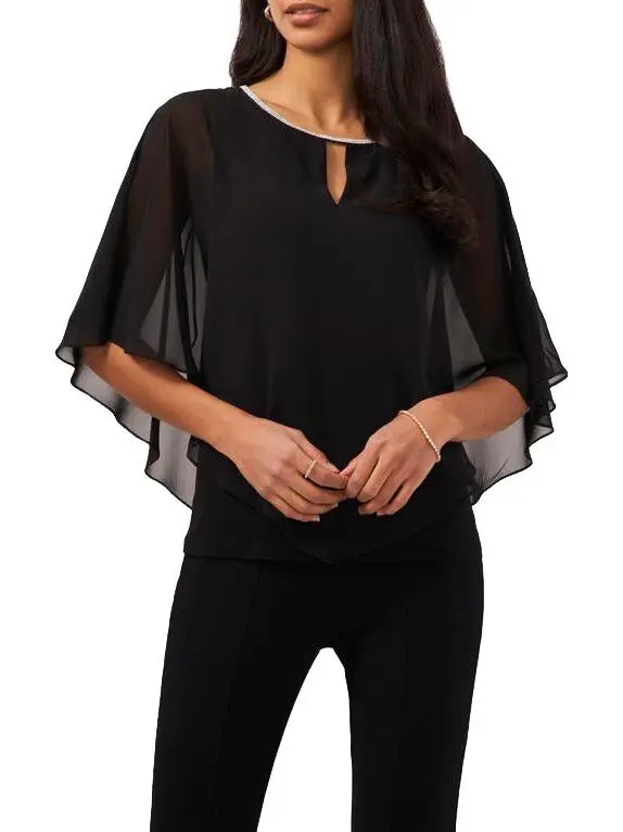 Chaus Keyhole Overlay Blouse - Black