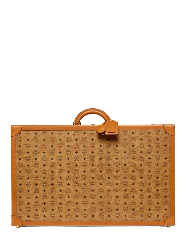 Mcm Suitcase In Visetos - Cognac