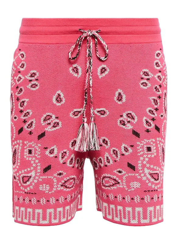 Alanui Bandana Cotton-blend Piqué Shorts - Pink