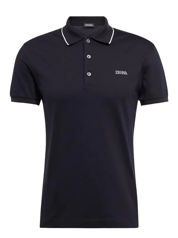 Zegna Cotton-blend Polo Shirt - Blue