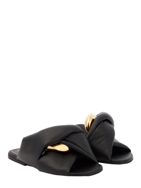 JW Anderson Chain Twist Leather Sandals - Black