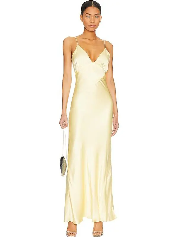 Bardot Capri Diamonte Slip Dress - Canary Yellow