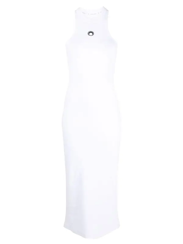 MARINE SERRE Logo-print Sleeveless Dress - White