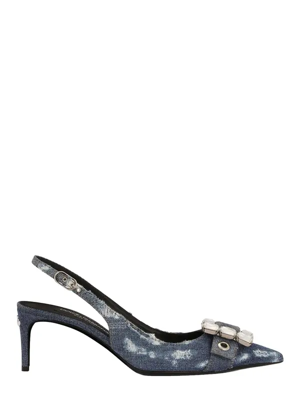 Dolce & Gabbana 60mm Patchwork-denim Slingback Pumps - Blue
