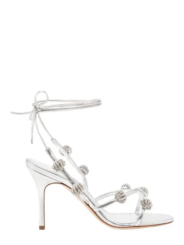 Manolo Blahnik Crystal Detail 90mm Sandals - Silver