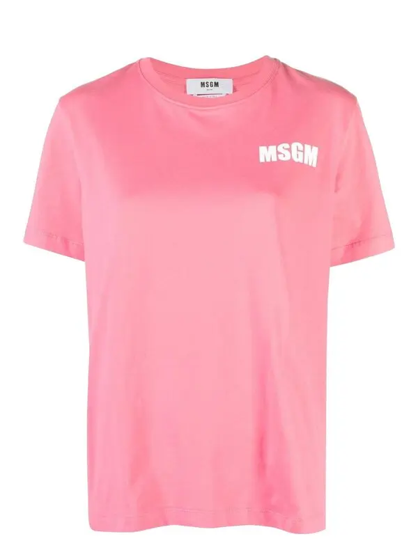 MSGM Logo-print Cotton T-shirt - Pink