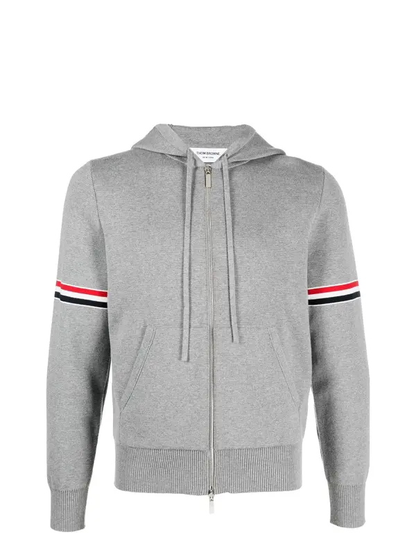 Thom Browne Striped Zip-up Hoodie - Grey