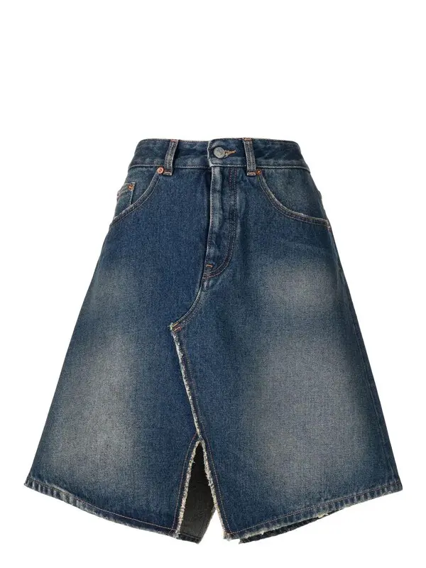 MAISON MARGIELA Distressed Denim A-line Skirt - Blue
