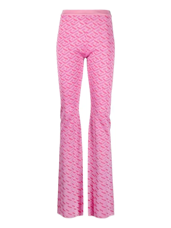 Versace La Greca Jacquard Flared Trousers - Pink