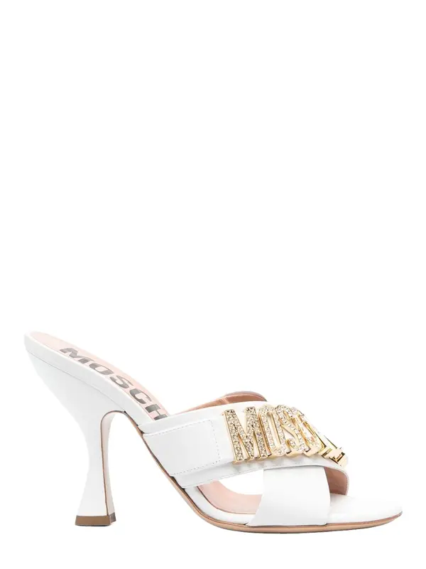 Moschino 110mm Logo-plaque Sandals - White