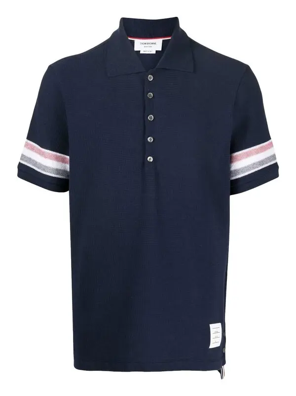 Thom Browne Chest Logo-patch Polo Shirt - Blue