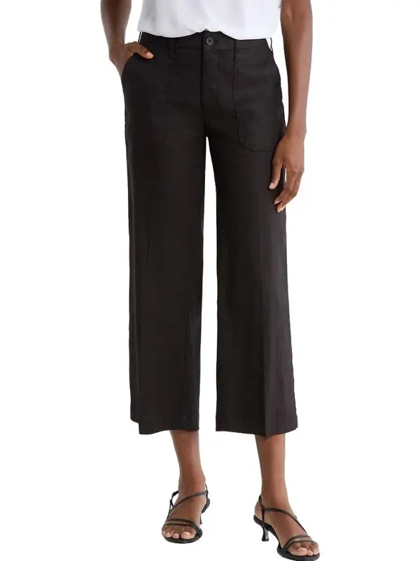 NYDJ Linen Blend Wide Leg Capri Pants - Black