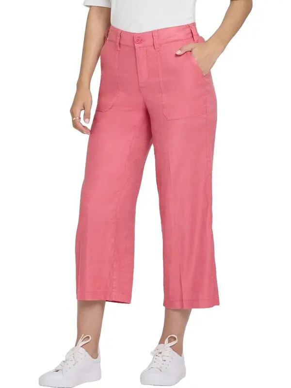 NYDJ Linen Blend Wide Leg Capri Pants - Desert Rose