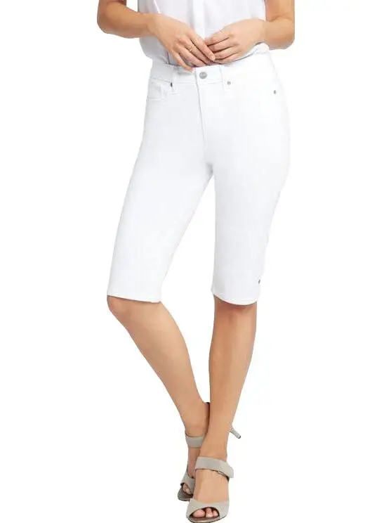 NYDJ Side Slit Capri Bike Shorts - Optic White