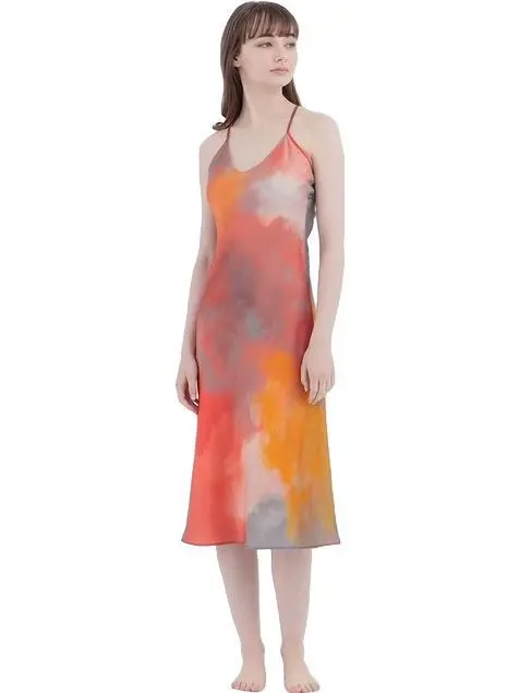 FOO TOKYO Watercolor Evening Glow Silk Dress - Red