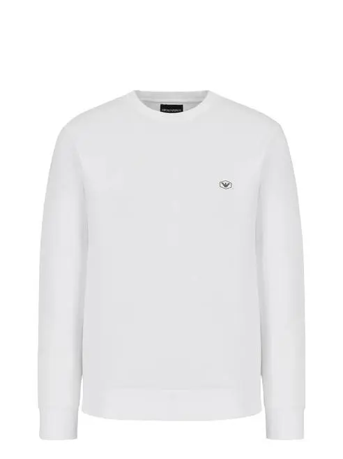 Emporio Armani Double-jersey Sweatshirt With Micro Logo Patch - White