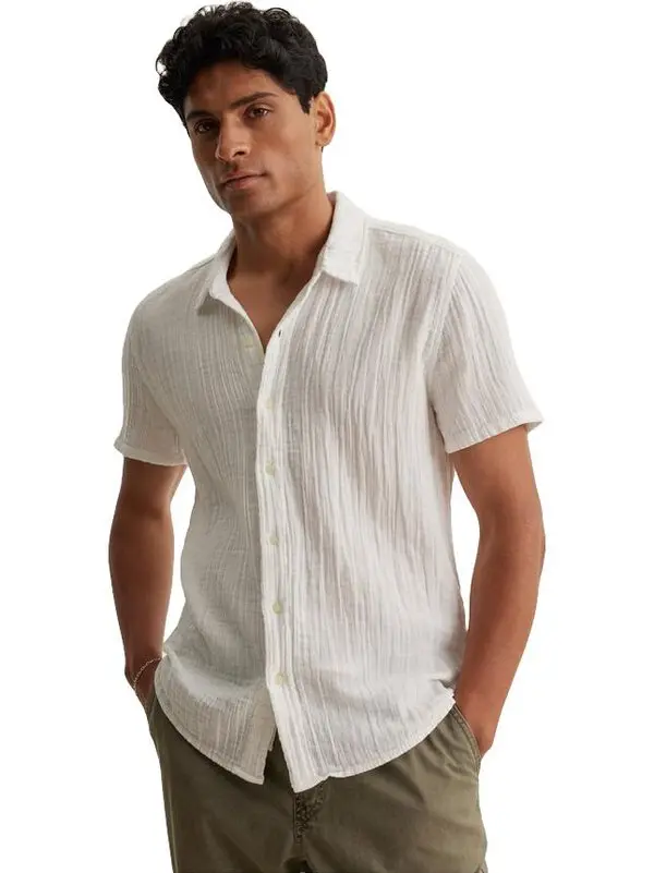 Velvet By Graham & Spencer Christian Cotton Gauze Button-up Shirt - White