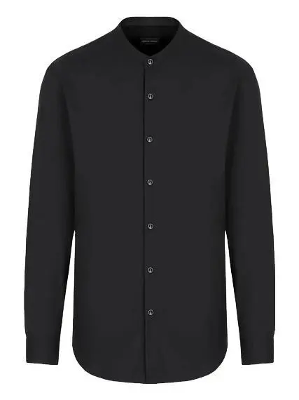 Giorgio Armani Plain-knit Stretch Cotton Icon Shirt - Black