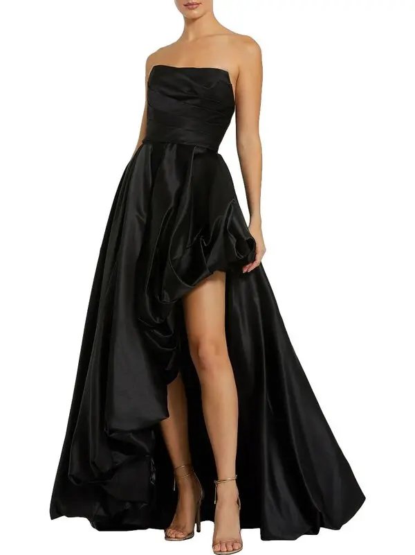 Mac Duggal Strapless High-low Satin Gown - Black