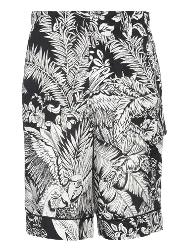 Palm Angels Floral Print Bermuda Shorts - Black