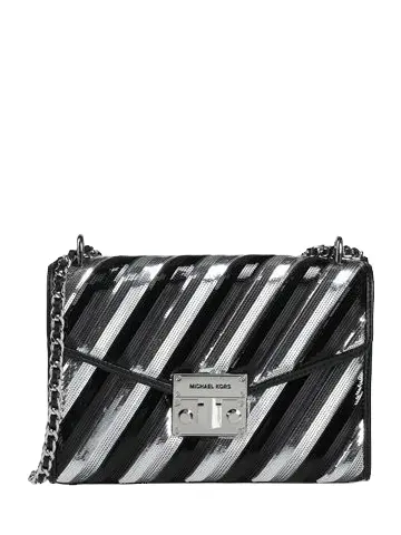 Michael Kors Striped Crossbody Bag - Silver