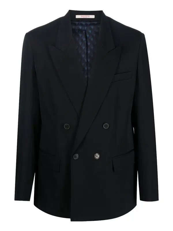 Valentino Garavani Peak Lapels Double-breasted Blazer - Blue