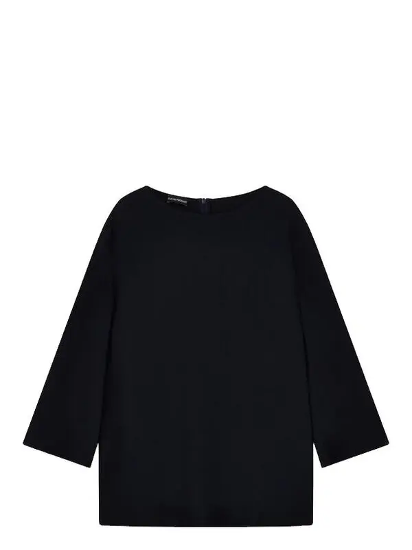 Emporio Armani Envers-satin 3/4 Sleeve Blouse - Blue / Navy