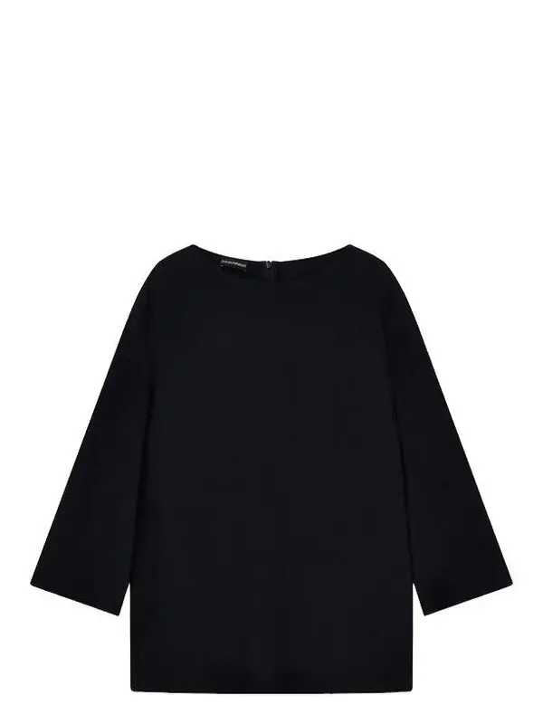 Emporio Armani Envers-satin 3/4 Sleeve Blouse - Blue / Navy