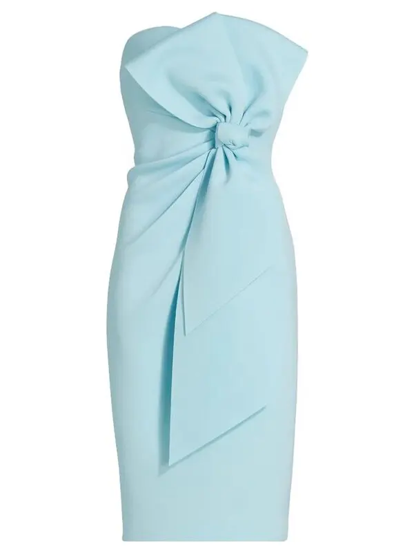 Badgley Mischka Strapless Bow-embellished Dress - Azure
