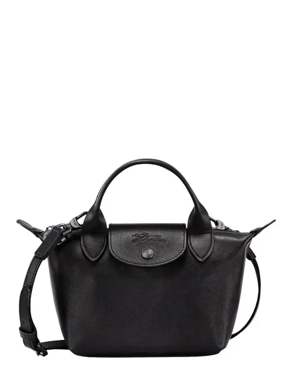 Longchamp Le Pliage Leather Mini Tote Bag - Black