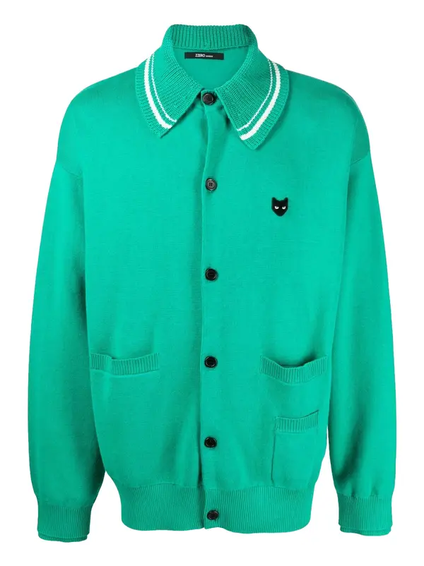 SONGZIO Logo-patch Crew-neck Cardigan - Green