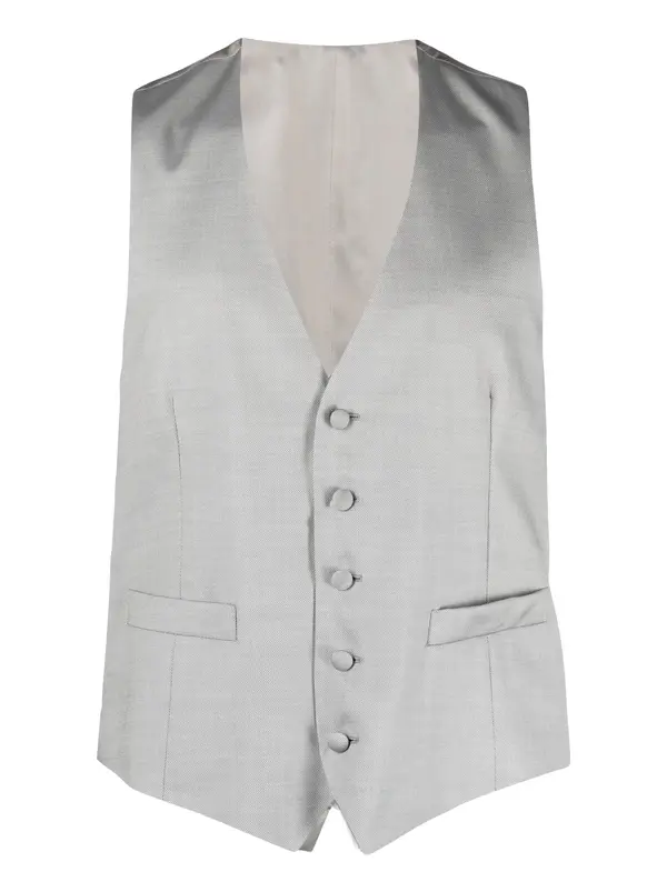 DELL'OGLIO Button-front Tailored Waistcoat - Grey