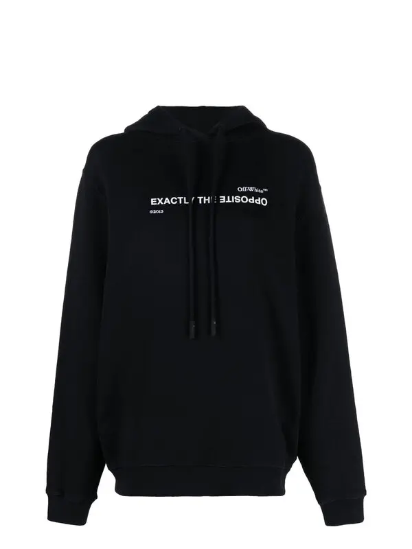 Off-White Slogan-print Drawstring Hoodie - Black