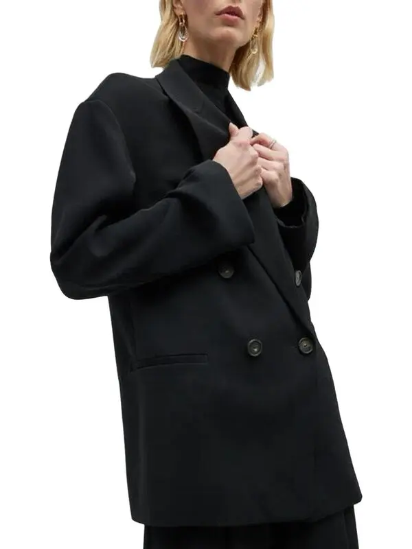 Vince Double-breasted Crepe Boyfriend Blazer - Black