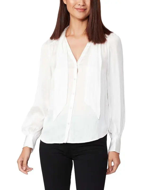 Paige Cleobelle Tie Neck Blouse - White
