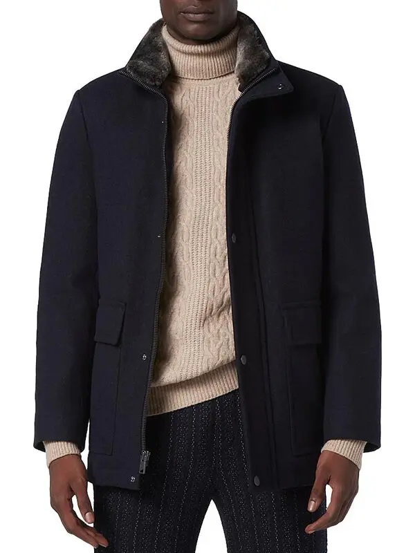 Andrew Marc Brooks Car Coat - Blue Heather