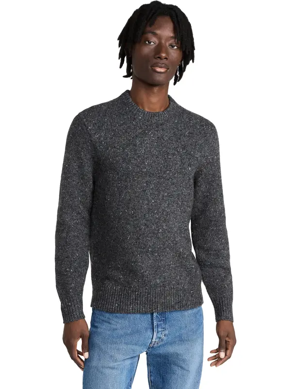 ALEX MILL Jordan Sweater In Heather Cashmere - Charcoal