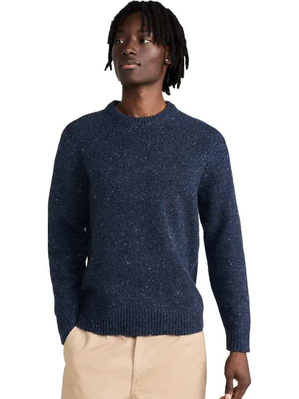 ALEX MILL Donegal Crew Neck Sweater - Navy