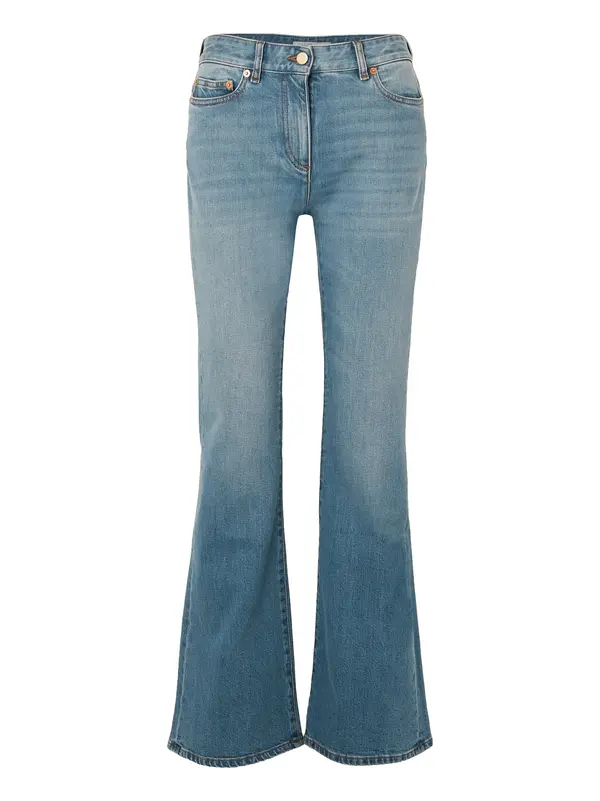 Valentino Garavani Chain-embellished Flared Jeans - Blue