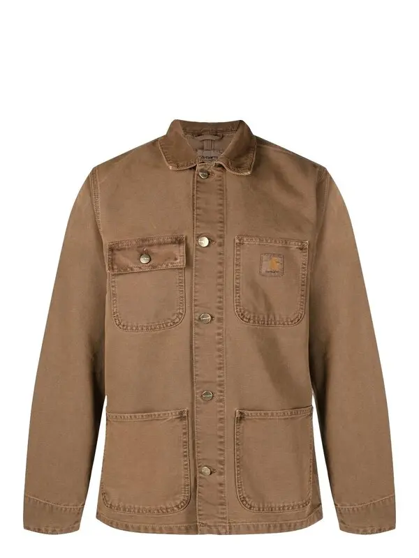 Carhartt Work In Progress Logo-patch Button Jacket - Brown