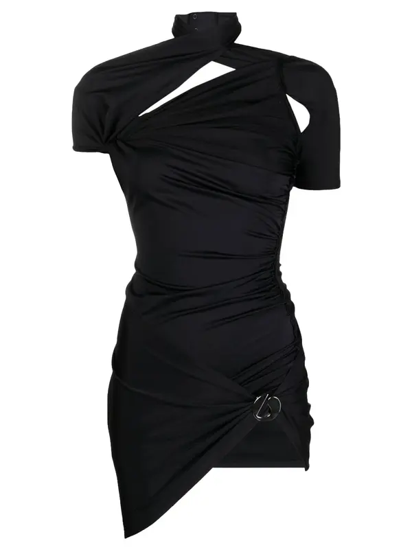 Coperni Asymmetric Draped Minidress - Black
