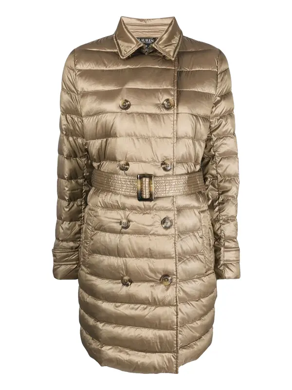 Ralph Lauren Belted Padded Coat - Gold