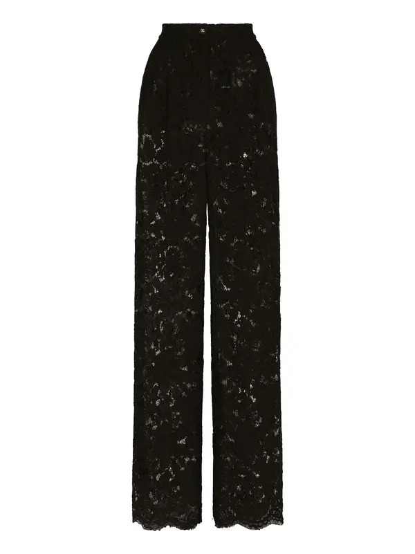 Dolce & Gabbana Floral Lace Tailored Trousers - Black