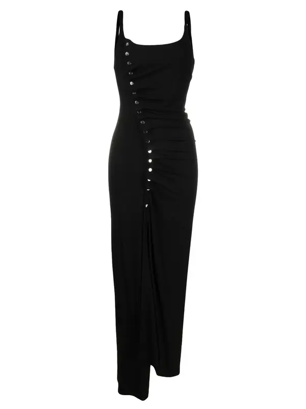 Rabanne Stud-embellished Ruched Maxi Dress - Black